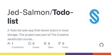Github Jed Salmon Todo List A Todo List Web App That Stores Todo S