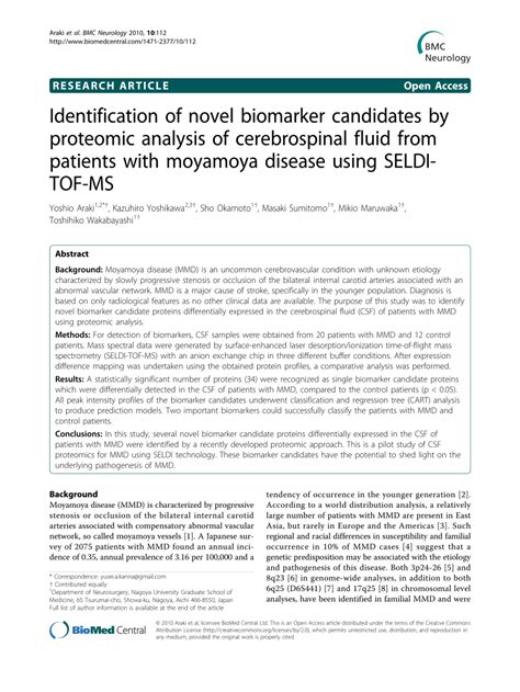 PDF Identification Of Novel Biomarker Candidates By Proteomic