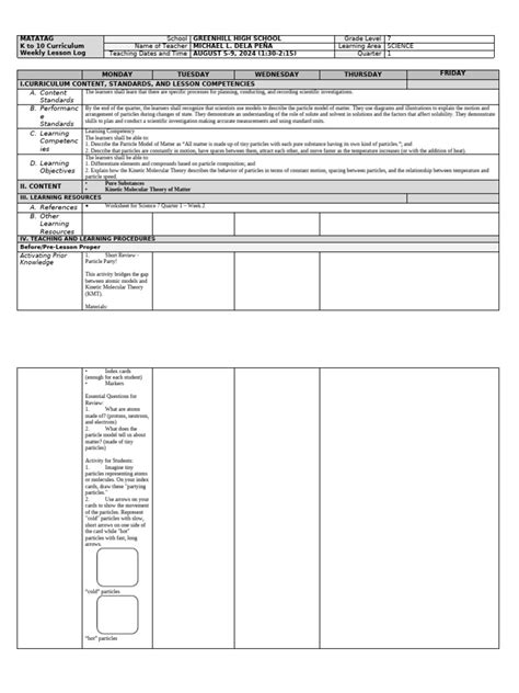Quarter 1 Week 2 Pdf Gases Molecules