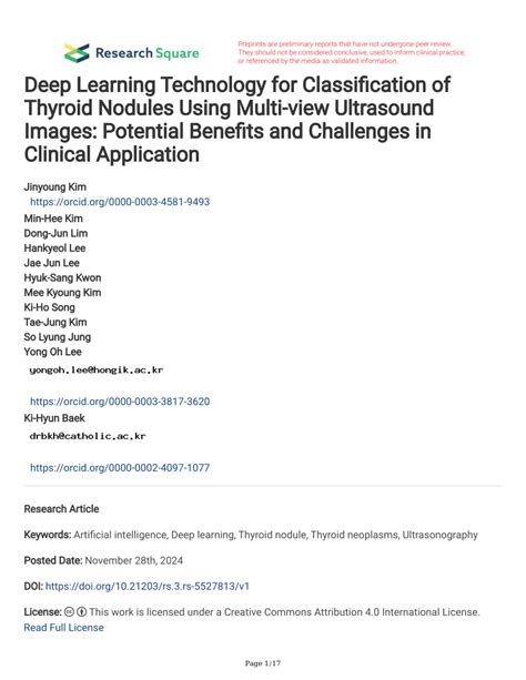 Pdf Deep Learning Technology For Classification Of Thyroid Nodules