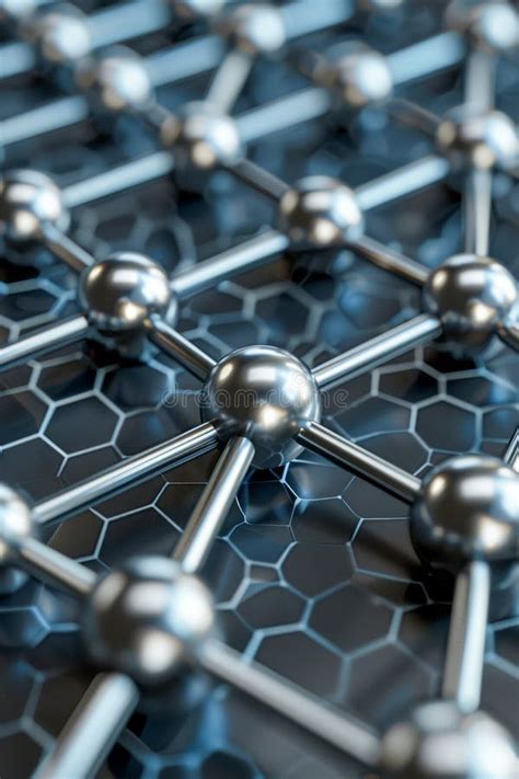 3d Rendering Of Graphene Molecular Structure In High Detail On Dark Background Concept Of