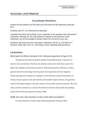 Week Groundwater Lab Week Three Groundwater Lab Report GLG Version University Of