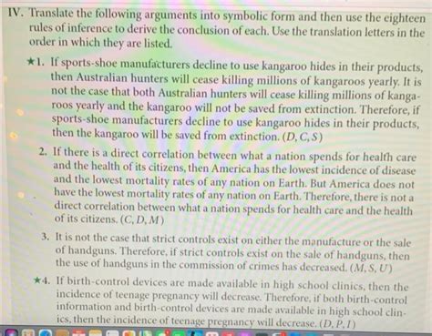 solved iv translate the following arguments into symbolic