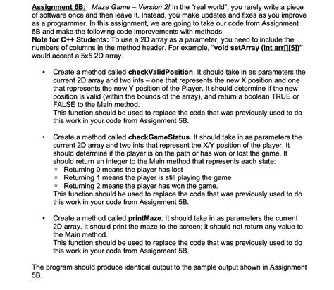 Assignment 6b Maze Game Version 2 In The “real