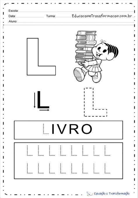 Atividades Com A Letra L Pontilhado Tracejado Para Imprimir