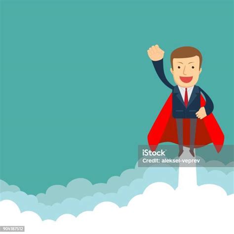 오피스는 슈퍼 그의 목표를 달성 하기 위해 도착 하는 남자 Ship Launch에 대한 스톡 벡터 아트 및 기타 이미지