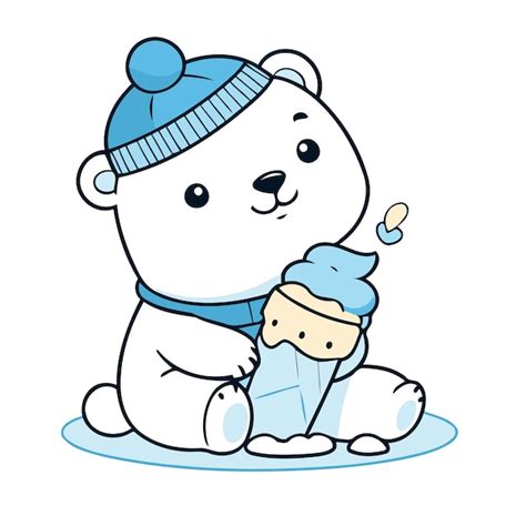 유아 들 을 위한 귀여운 북극 의 터 일러스트레이션 프리미엄 벡터