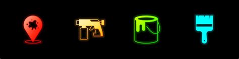 Définissez Licône Spray De Peinture Pistolet Seau Et Pinceau Vecteur