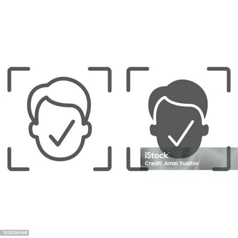 얼굴 Id 및 문자 모양 아이콘 얼굴 인식 및 얼굴 인식 얼굴 검색 서명 벡터 그래픽 흰색 배경 Eps 10에 선형 패턴