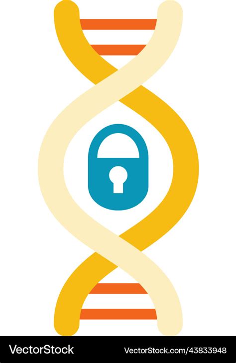 Dna Code Icon Genetic Helix Lock Biology Vector Image