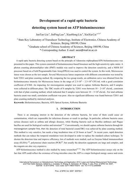 Pdf Development Of A Rapid Optic Bacteria Detecting System Based On Atp Bioluminescence