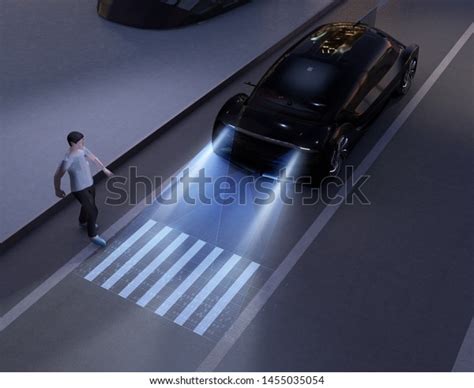 Autonomous Car Communicating Pedestrian Crosswalk Sign Stock Illustration 1455035054 Shutterstock