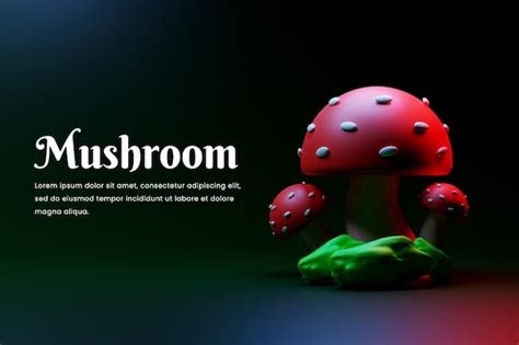 Representación 3d De Ilustración De Hongo O Plantilla De Banner De