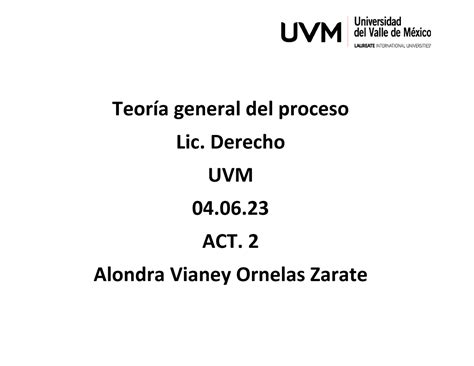 A 2 Actividad Proyecto Teoria General Del Proceso UVM Studocu