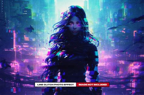 Premium Psd Line Glitch Photo Effect