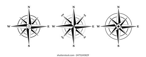 Navigational Compass Directions North South East Stock Vector Royalty