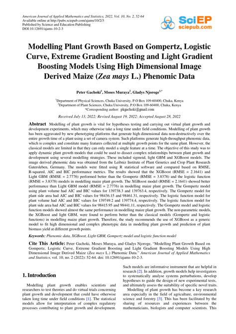 Pdf Modelling Plant Growth Based On Gompertz Logistic Curve Extreme