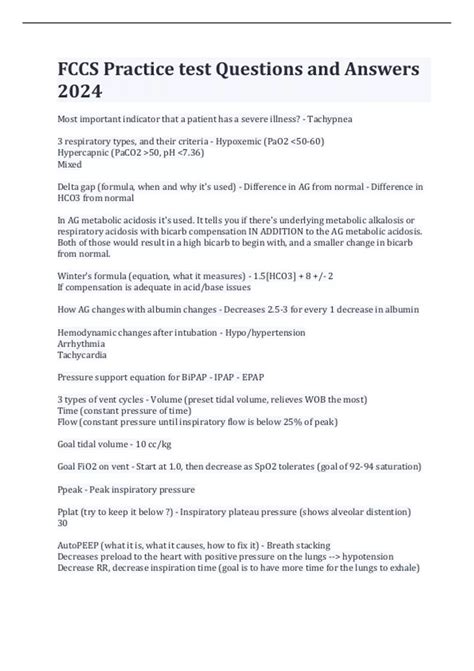 Fccs Practice Test Questions And Answers 2024 Fccs Stuvia Us