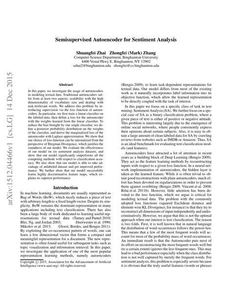 Pdf Semisupervised Autoencoder For Sentiment Analysis