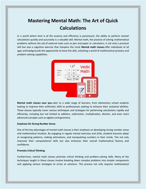 Ppt Mastering Mental Math The Art Of Quick Calculations Powerpoint Presentation Id 13067340