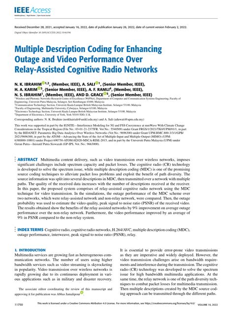 Pdf Multiple Description Coding For Enhancing Outage And Video
