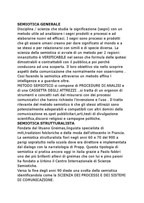 Semiotica Generale Riassunto Corso Sintesi Del Corso Di Semiotica