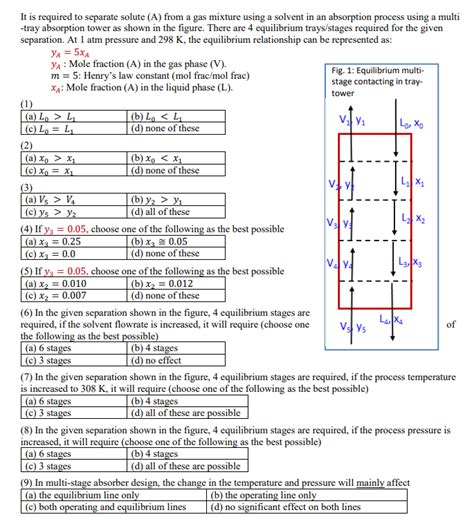 Solved It Is Required To Separate Solute A From A Gas Chegg