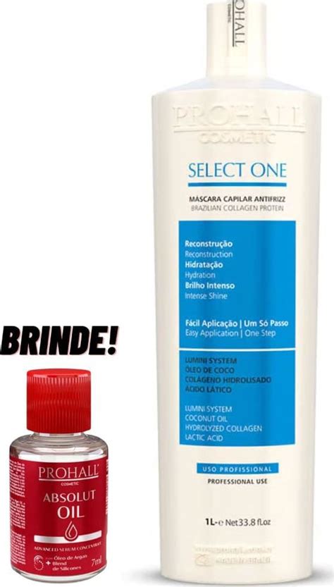 Prohall Escova Progressiva Select One L Sem Formol Passo Único Antifrizz Finalizador de Brinde