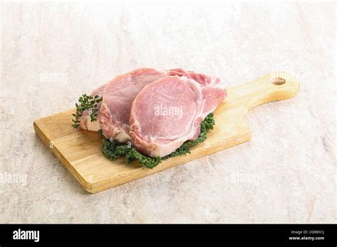 Raw Pork Loin For Coocking Over Board Stock Photo Alamy
