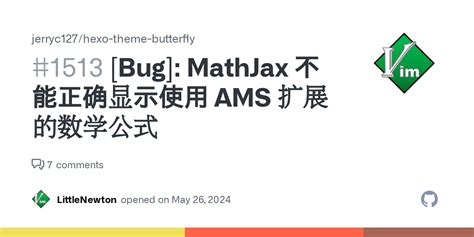 [bug] mathjax 不能正确显示使用 ams 扩展的数学公式 · issue 1513 · jerryc127 hexo