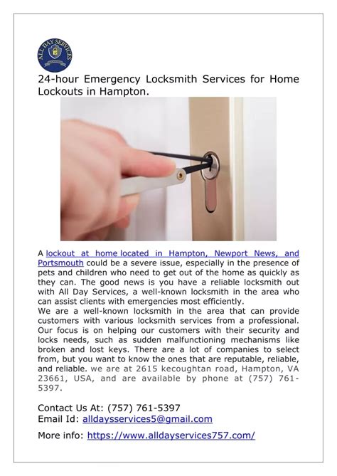 Ppt 24 Hour Emergency Locksmith Services For Home Lockouts In Hampton
