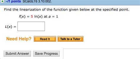 solved find the linearization of the function given below at