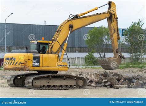 Komatsu PC200 Excavator Working On Road Construction Editorial Photo