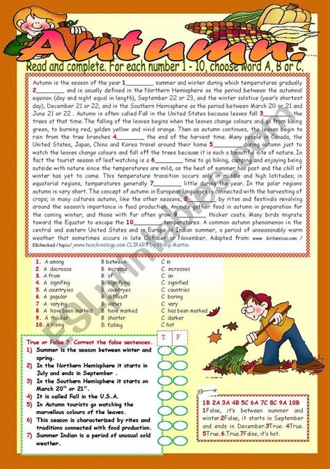Autumn Esl Worksheet By Lucetta