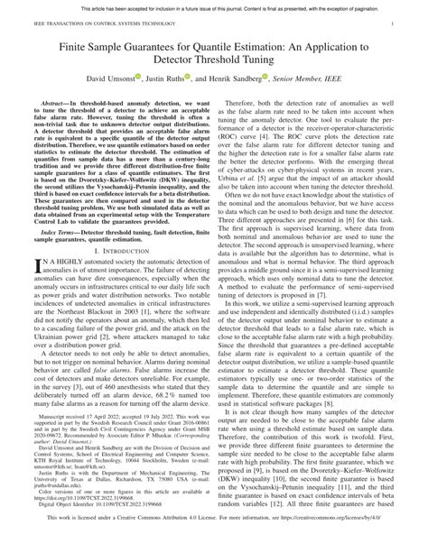 pdf finite sample guarantees for quantile estimation an application