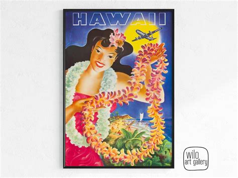 Hawaii Travel Poster ~digital Download~ Vintage Travel Poster Retro