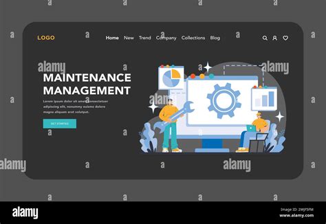 maintenance management night or dark mode web or landing page