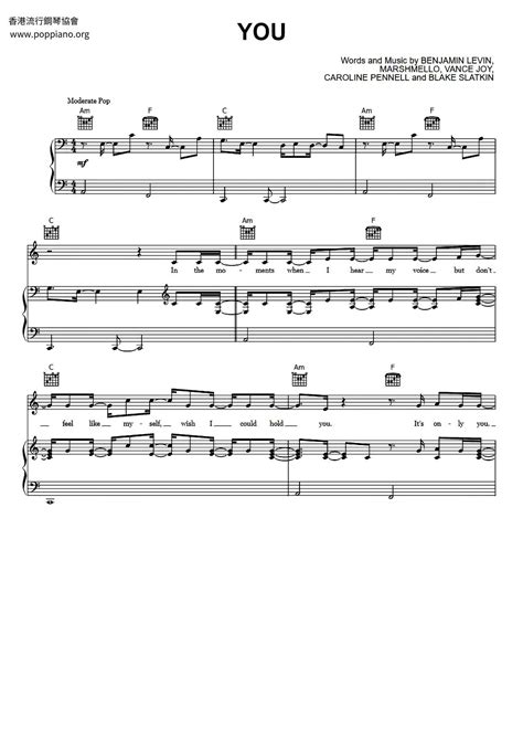 Benny Blanco Marshmello Vance Joy You 琴譜pdf 香港流行鋼琴協會琴譜下載 ★