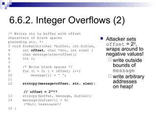 6 buffer overflows | PPT | Programming Languages | Computing