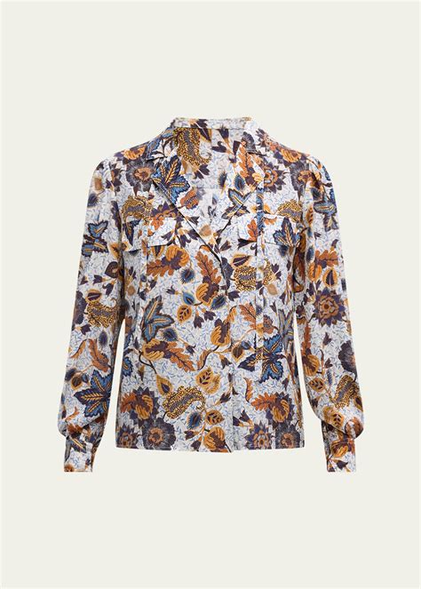 Ulla Johnson Florian Floral Print Silk Blouse Bergdorf Goodman