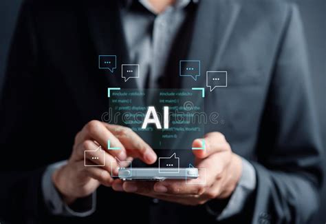Ai Technology System Businessman Using Chat Bot Intelligence Ai Stock