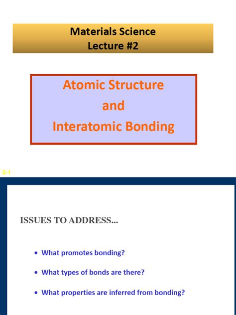 Materials Science Lecture 2 Atomic Structure Pdf Chemical Bond