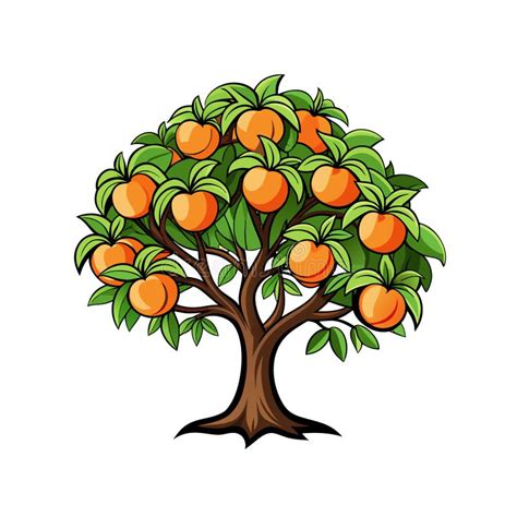 Bold Peach Tree Illustration With Clear Outline Stock Illustration