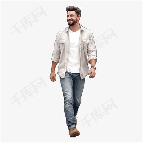 微笑的人走着素材图片免费下载 千库网