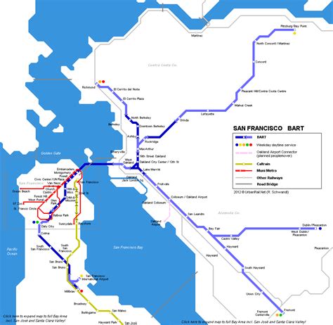 San Francisco Bart System Map 2008 © Robert Schwandl West Coast Vacation San Francisco Bay