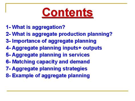 Aggregate Production Planning Contents What Is Aggregation