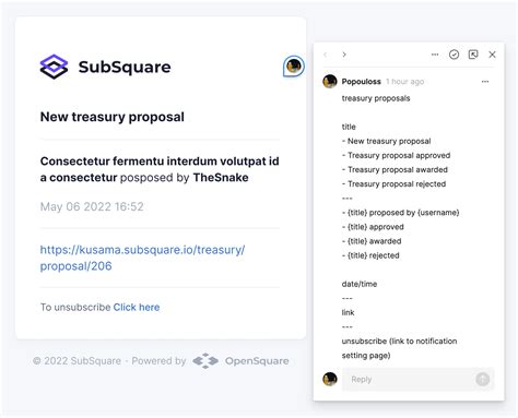 Implement Email Template And Subscription Settings For Treasury