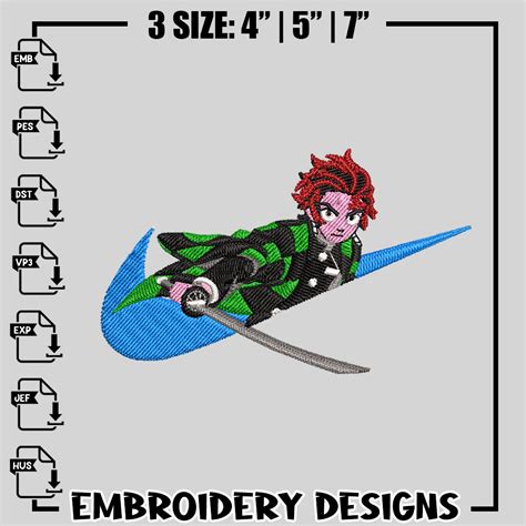 Tanjiro Nike Embroidery Design Kimetsu No Yaiba Embroidery Inspire