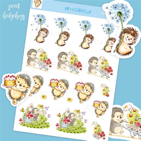Cute Sticker Sheets Sweet Hedgehogs Lillbits Creations Planner