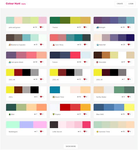 Colour Hunt Yet Another Colour Palette Website Corbpie